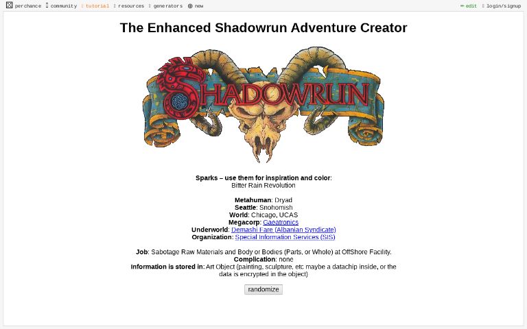 The Enhanced Shadowrun Adventure Creator ― Perchance Generator