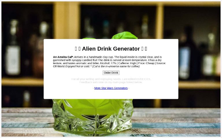 🍸 🍹 Alien Drink Generator 🍹 🍸