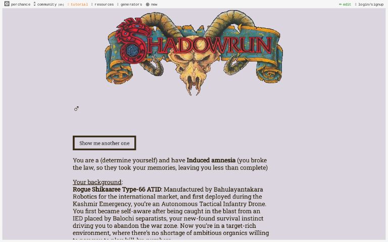 a shadowrun character ― Perchance Generator
