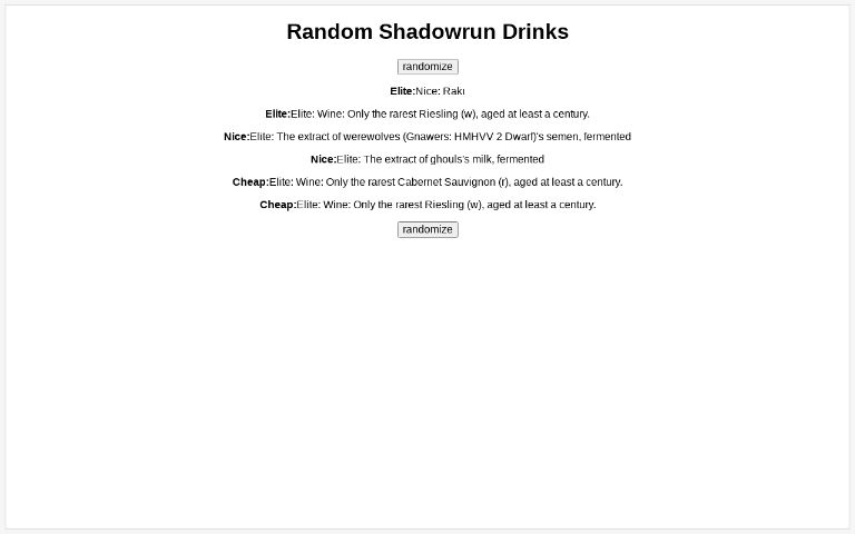 Random Shadowrun Drinks ― Perchance Generator