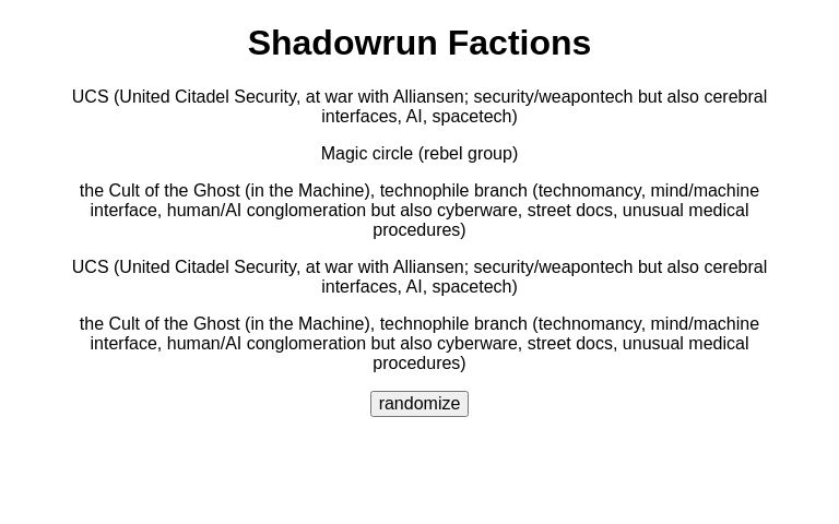 Shadowrun Factions ― Perchance Generator