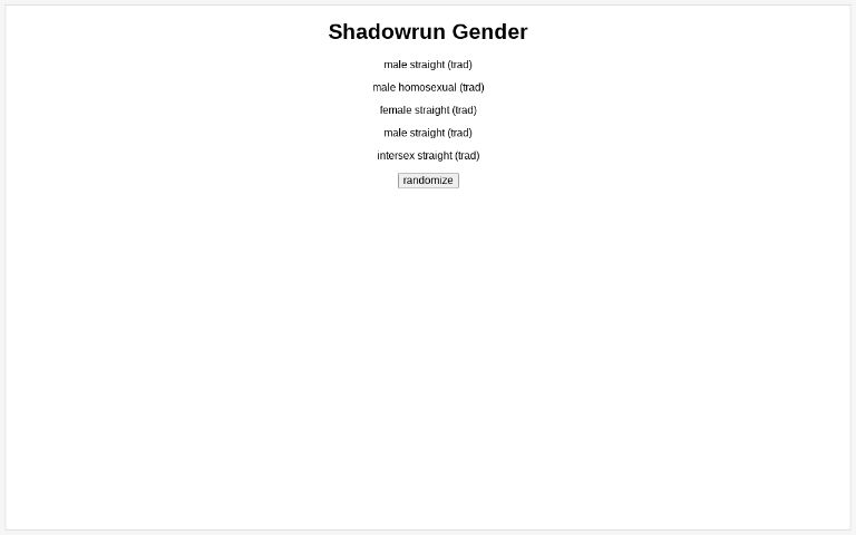 Shadowrun Gender ― Perchance Generator