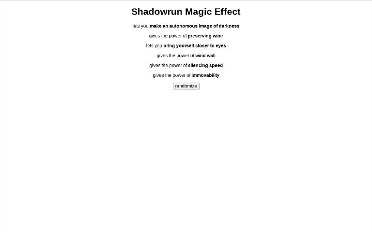 Shadowrun Magic Effect ― Perchance Generator