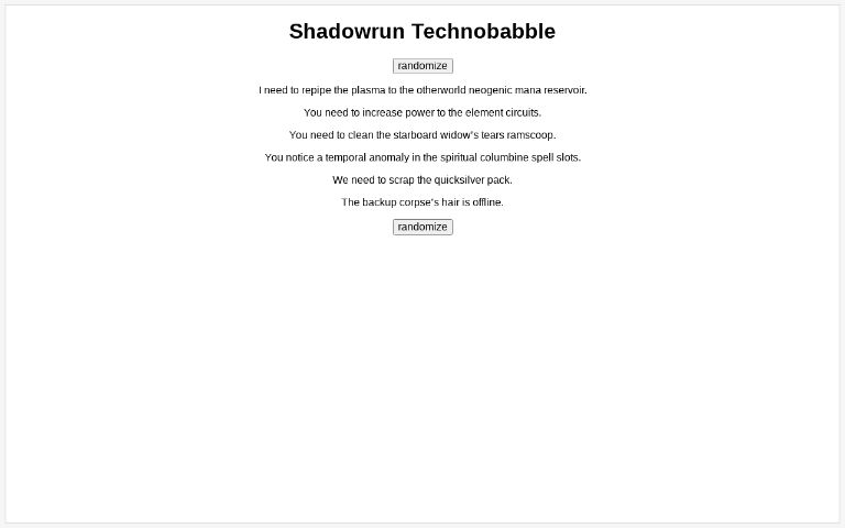 Shadowrun Technobabble ― Perchance Generator