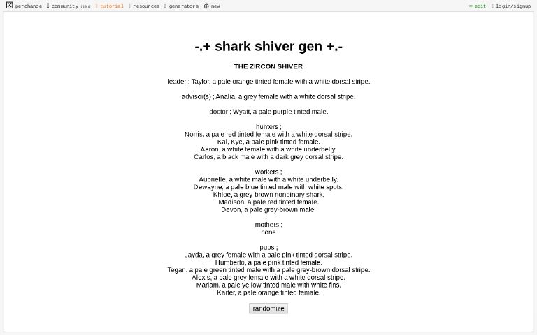 shark shiver gen +.- ― Perchance Generator
