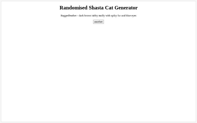 Randomised Shasta Cat Generator