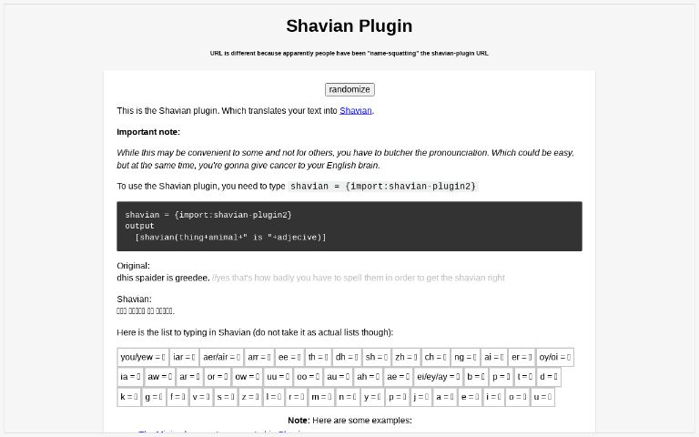 Shavian Plugin