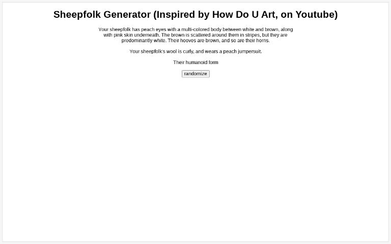 Sheepfolk Generator (Inspired by How Do U Art, on Youtube)