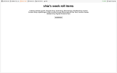 shia's week roll items ― Perchance Generator