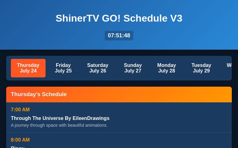 ShinerTV GO! Schedule V3 ― Perchance Generator