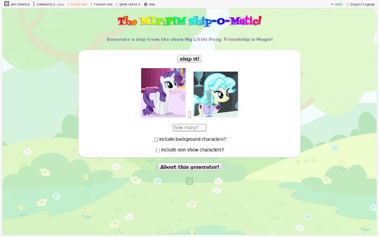 The MLP:FiM Ship-O-Matic! ― Perchance Generator