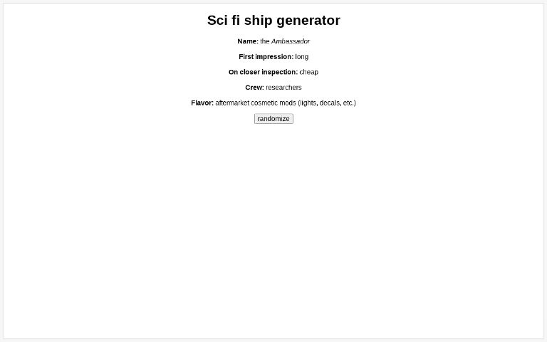 Sci fi ship generator
