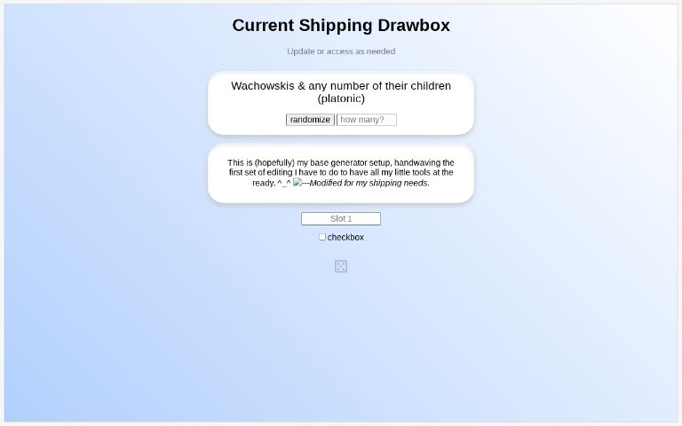 Current Shipping Drawbox ― Perchance Generator