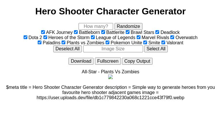 Shooter Character Generator