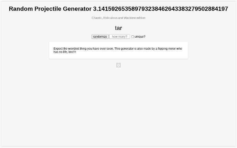 Random Projectile Generator 3.141592653589793238462643383279502884197