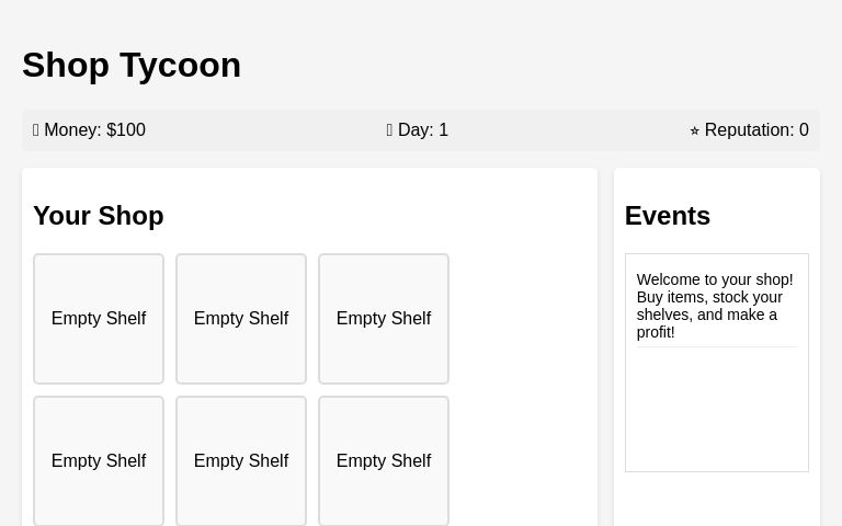 Shop Tycoon ― Perchance Generator