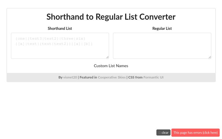 Shorthand to Regular List Converter ― Perchance Generator