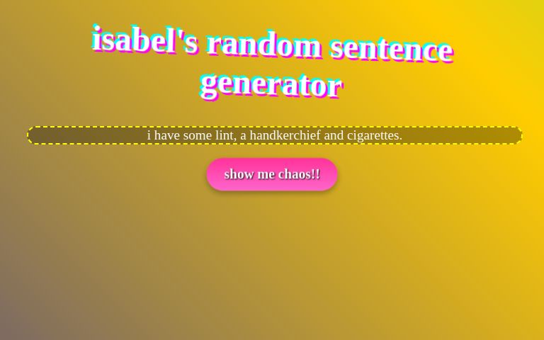 isabel's random sentence generator