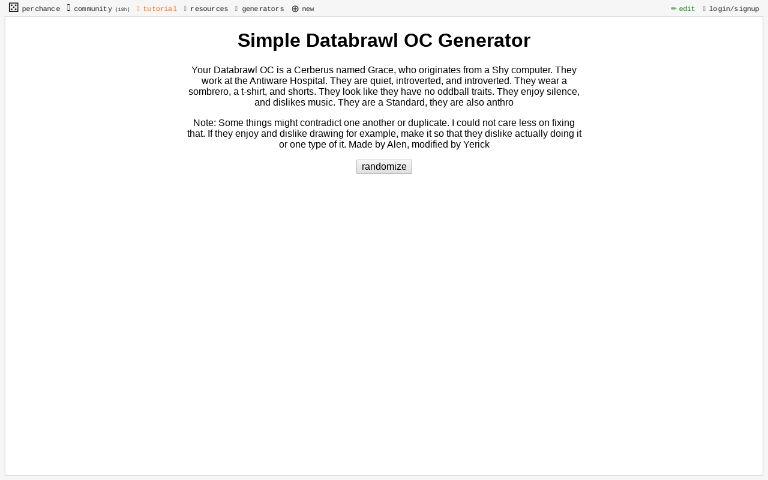 Simple Databrawl OC Generator