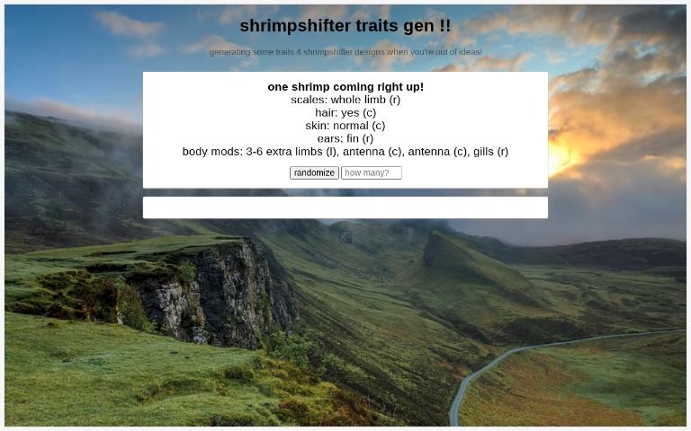 shrimpshifter traits gen