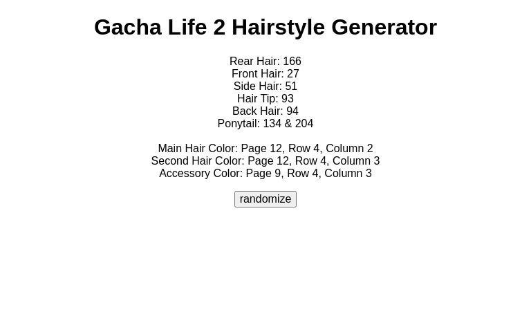 Gacha Life 2 Hairstyle Generator