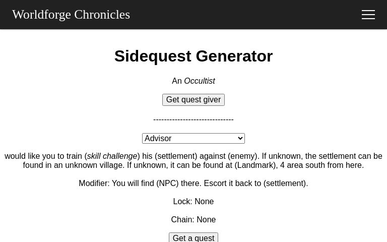 Sidequest Generator