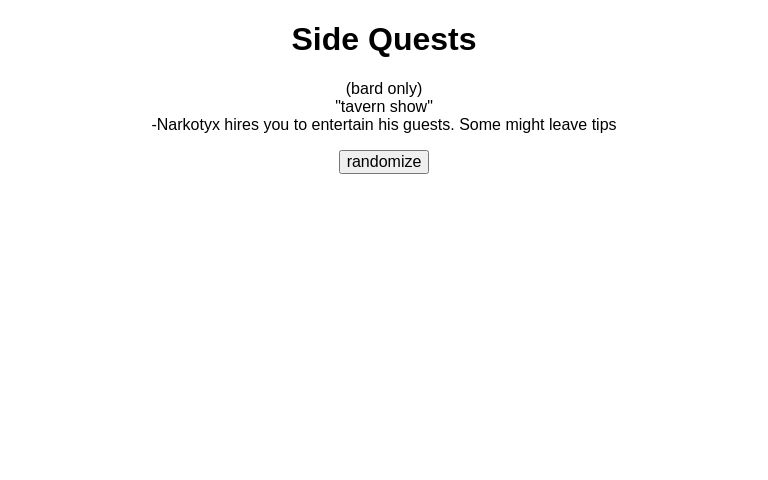 Side Quests ― Perchance Generator