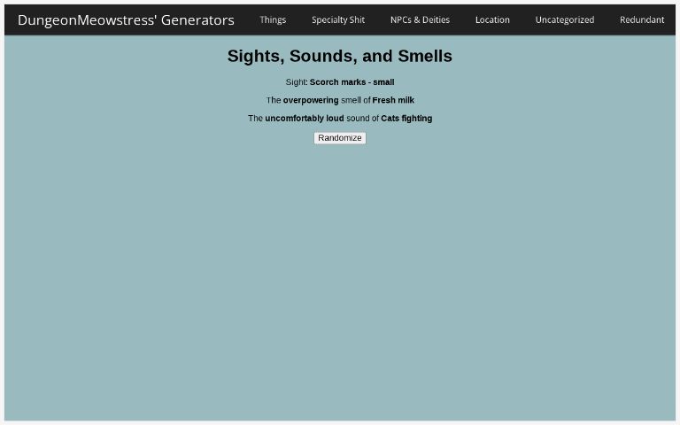 Sights, Sounds, and Smells ― Perchance Generator