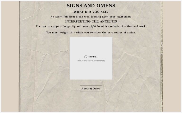 Signs and Omens ― Perchance Generator