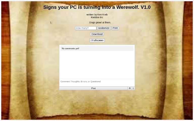 Signs your PC is turning into a Werewolf. V1.0 ― Perchance Generator