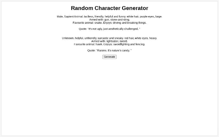 Random Character Generator