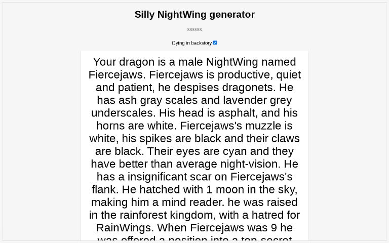 Silly NightWing generator
