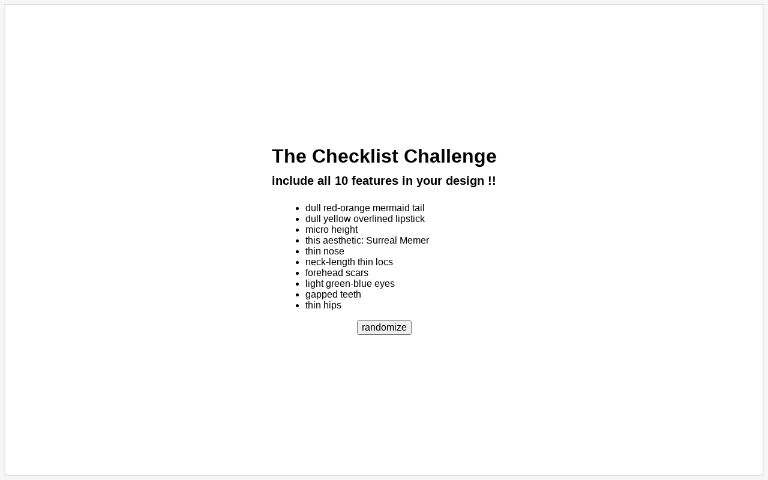 The Checklist Challengeinclude all 10 features in your design ...