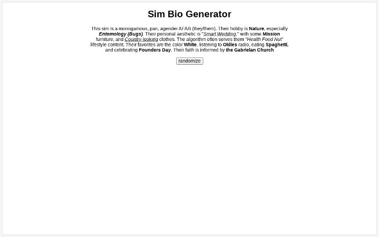 Sim Bio Generator