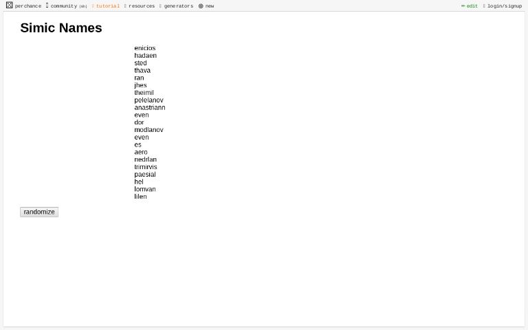 Simic Names ― Perchance Generator