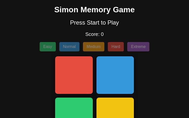 Simon Memory Game ― Perchance Generator