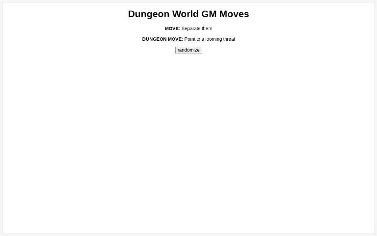 Dungeon World GM Moves ― Perchance Generator