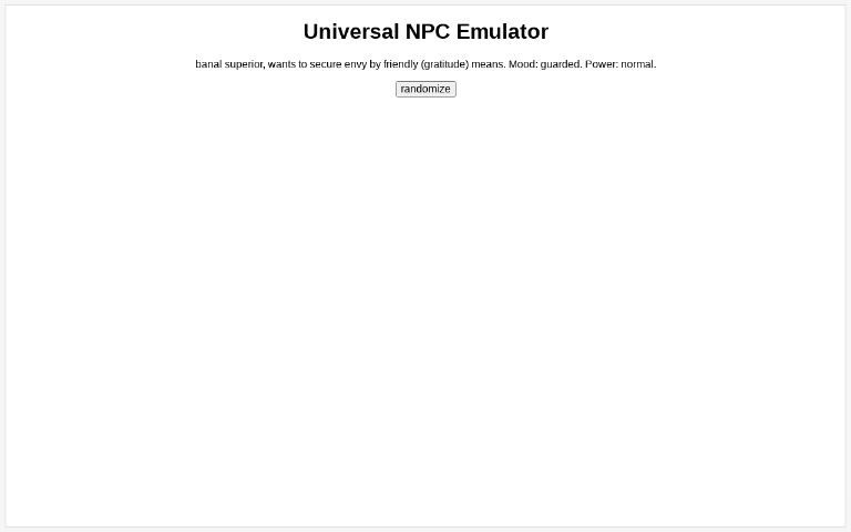 Universal NPC Emulator ― Perchance Generator