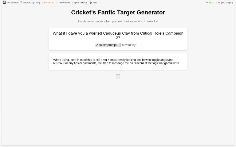 Cricket's Fanfic Target Generator