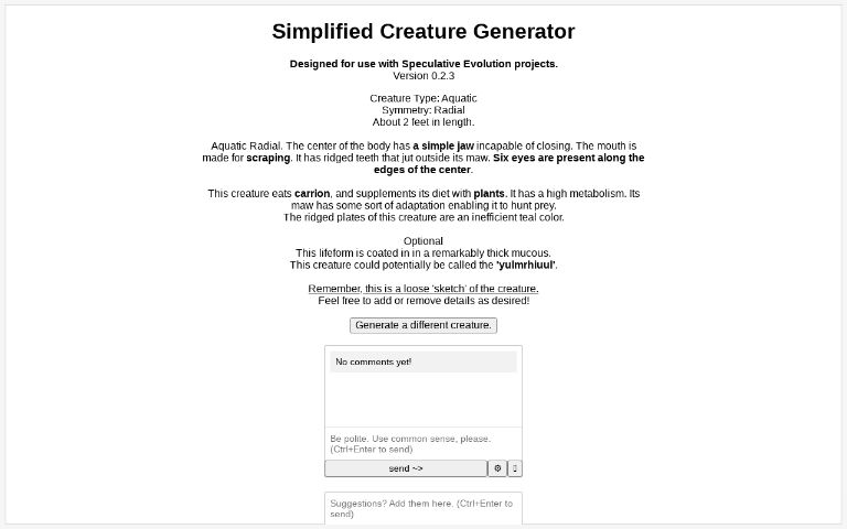 Simplified Creature Generator