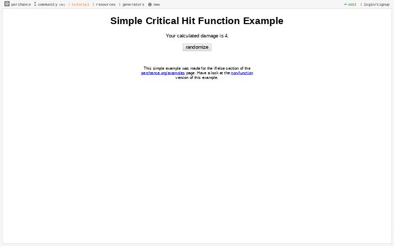Simple Critical Hit Function Example ― Perchance Generator