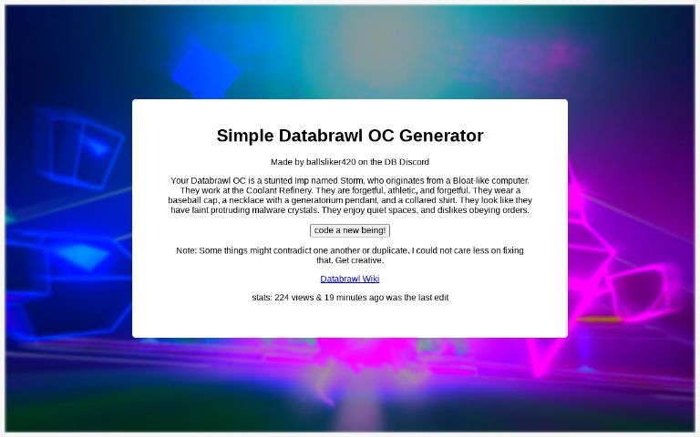 Simple Databrawl OC Generator
