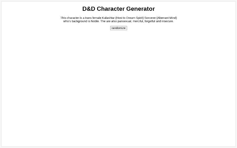 D&D Character Generator