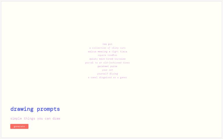 drawing prompts ― Perchance Generator