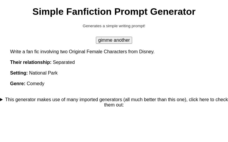 Simple Fanfiction Prompt Generator