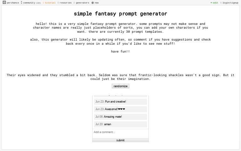 simple fantasy prompt generator