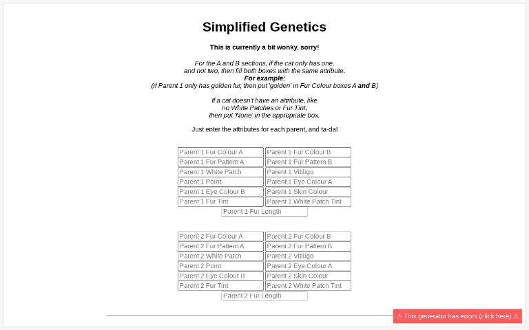 Simplified Genetics ― Perchance Generator