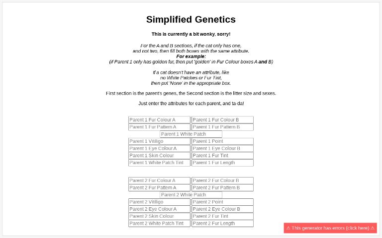 Simplified Genetics ― Perchance Generator