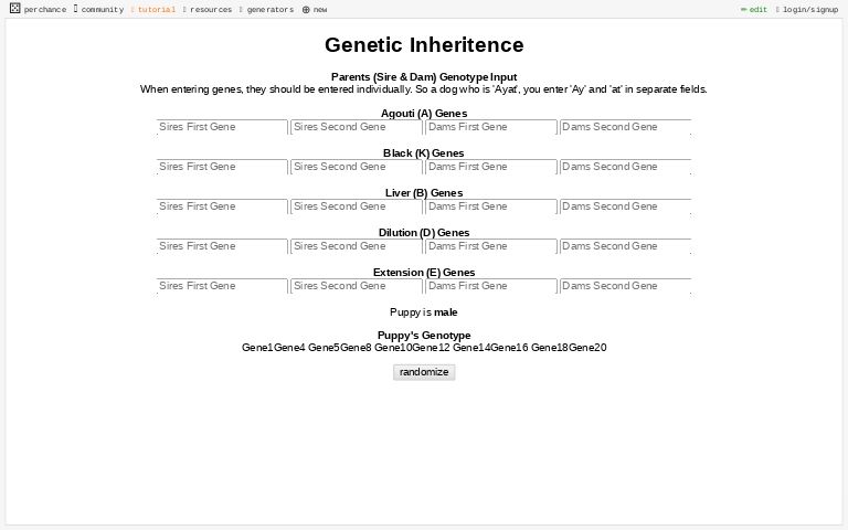 Genetic Inheritence ― Perchance Generator