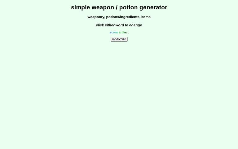 simple weapon / potion generator
